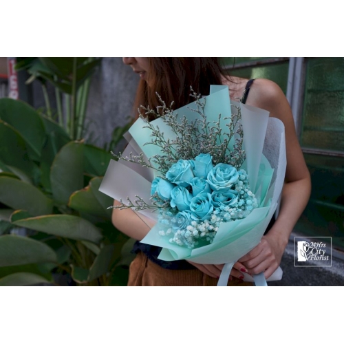 Tiffany Blue Rose 9 Bouquet