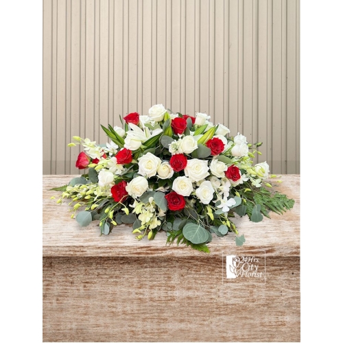 Red White Elegance Rose Spray