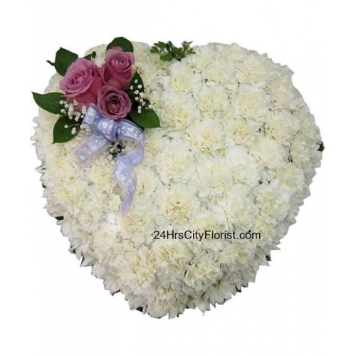 heart shaped casket top - White Carnations in Heart Shape. Table or ...