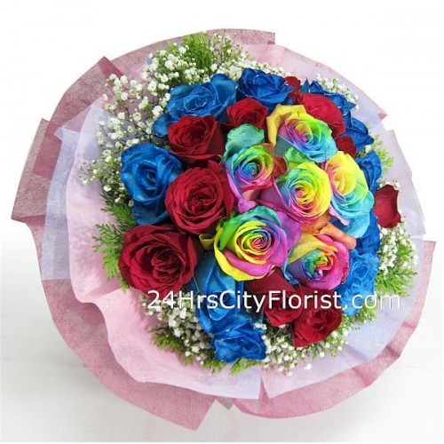 Multi Colour Rose Hand Bouquet