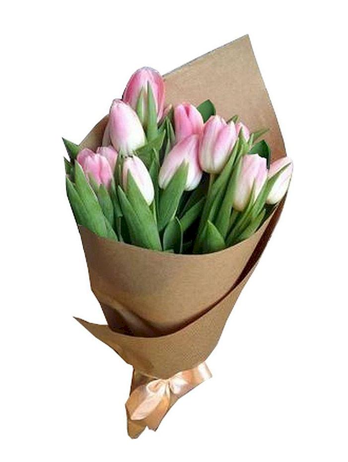 Perfect Pink Tulip Wrapped With Kraft Paper
